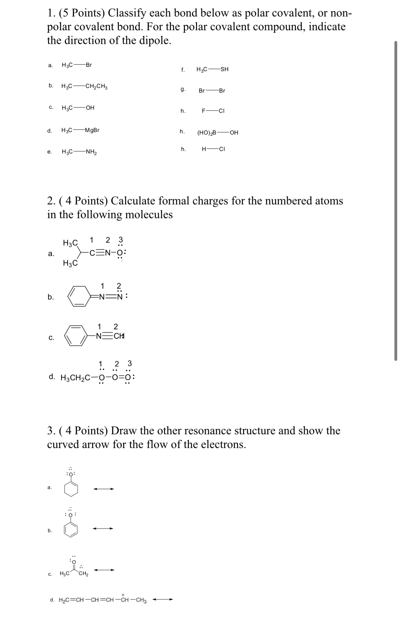 Solved How To Solve 5 ﻿points ﻿classify Each Bond Below As