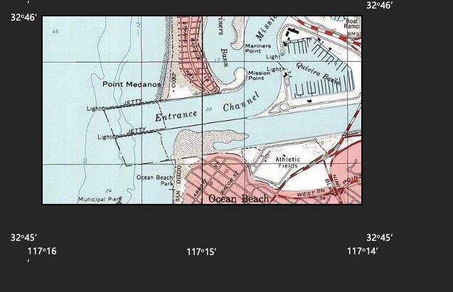 Solved 32°46' 32°45' 45 117°16 Light Point Medanos Light 24 | Chegg.com