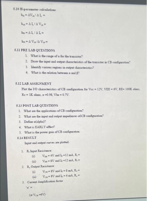 Solved TRANSISTOR CB CHARACTERISTICS 5.1 AIM Plot the input | Chegg.com