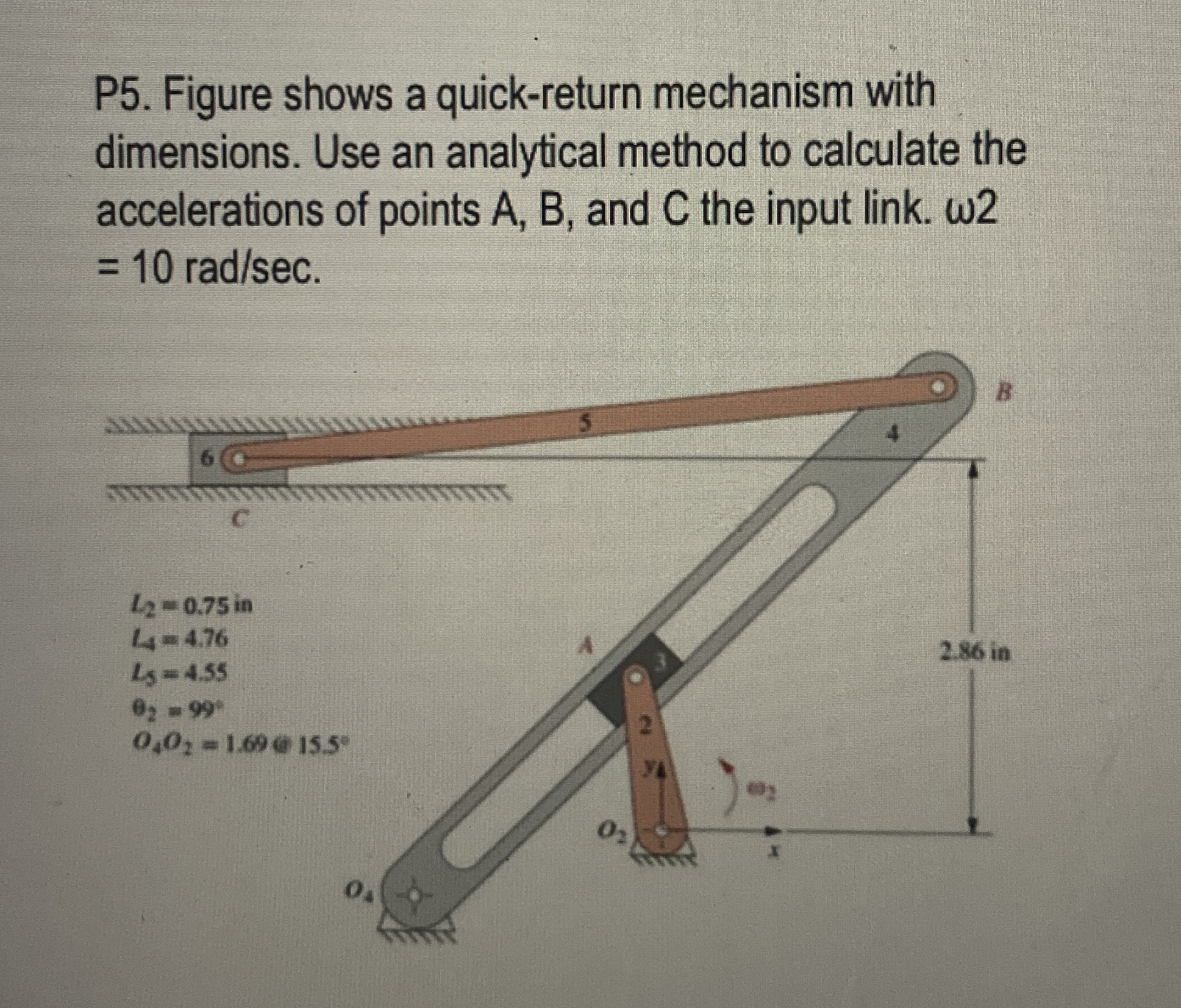 Solved P5. ﻿Figure shows a quick-return mechanism with | Chegg.com
