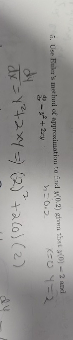 Solved Use Euler's method of approximation to find y(0.2) | Chegg.com