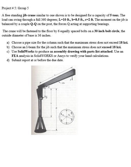 Solved Project \# 2 : Group 2 A free standing jib crane | Chegg.com