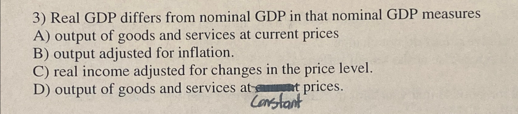 Solved Real GDP differs from nominal GDP in that nominal GDP | Chegg.com