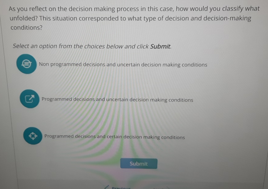 Solved As you reflect on the decision making process in this | Chegg.com