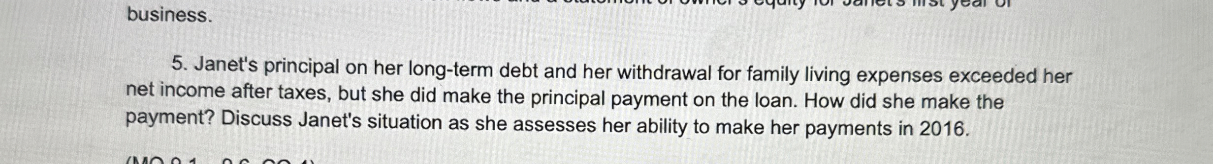 Solved business.5. ﻿Janet's principal on her long-term debt | Chegg.com