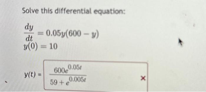 Solved Solve this differential equation: dy dt y(0) = 10 | Chegg.com