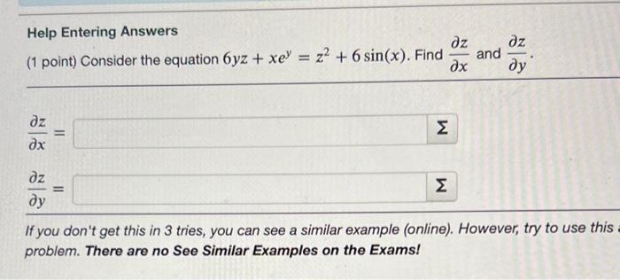 Solved Help Entering Answers (1 point) Consider the equation | Chegg.com