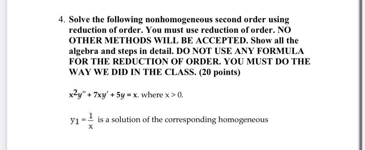 Solved Solve the following nonhomogeneous second order using | Chegg.com