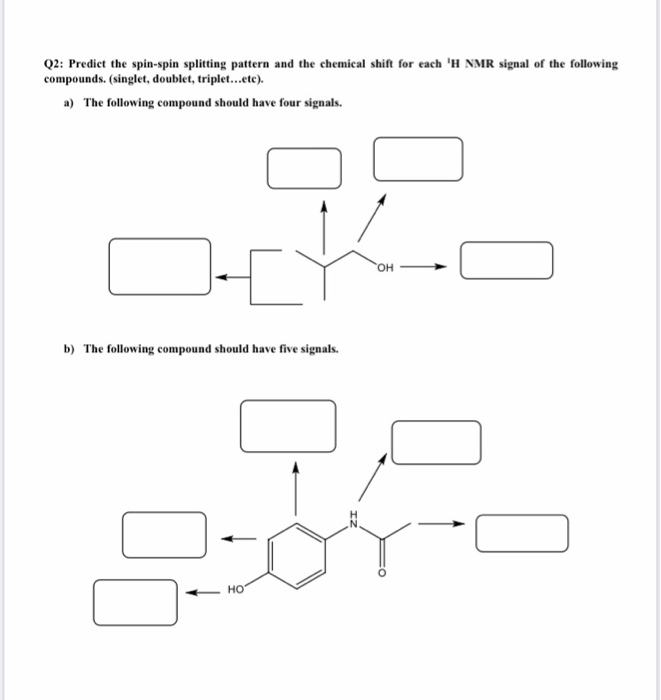 Solved Q2: Predict the spin-spin splitting pattern and the | Chegg.com