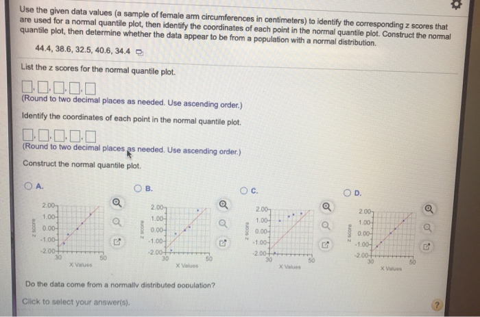 Solved Use the given data values (a sample of female arm | Chegg.com