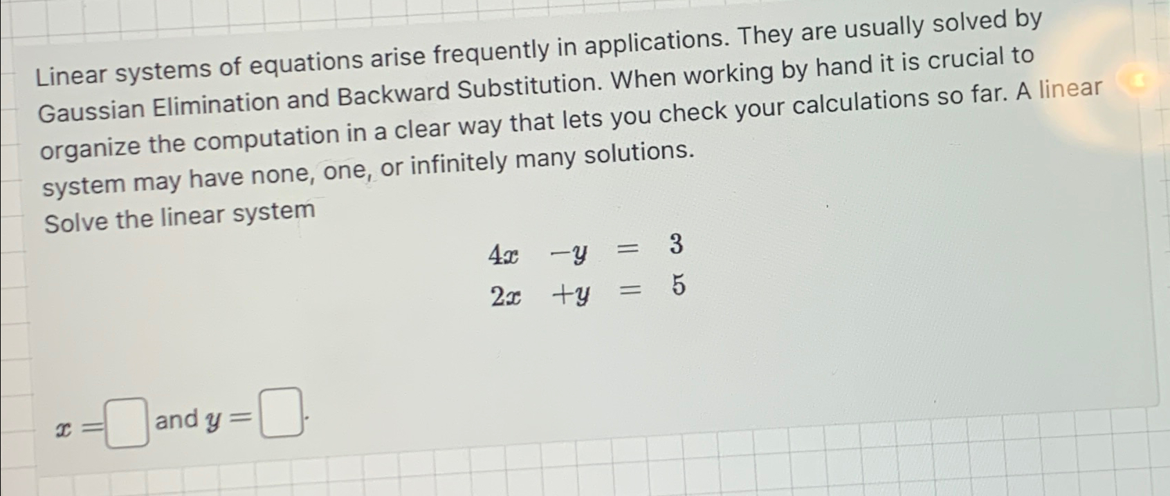 Solved Linear systems of equations arise frequently in | Chegg.com