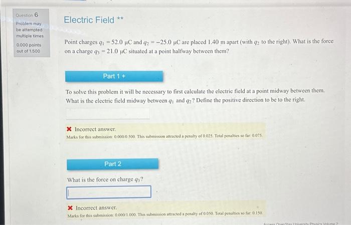 Solved The charges q1=2.10×10−7C,q2=−3.90×10−7C, and | Chegg.com