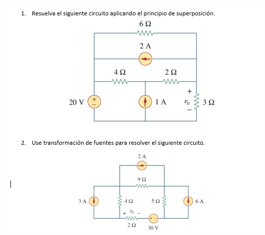 Solved Resuelva el siguiente circuito aplicando el principio | Chegg.com