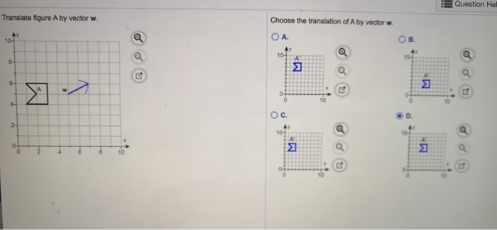 Solved Question Hel Translate figure A by vector w. Choose | Chegg.com