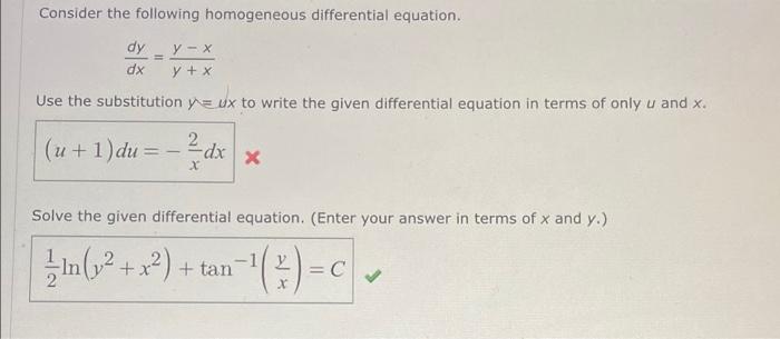 Solved Consider the following homogeneous differential | Chegg.com