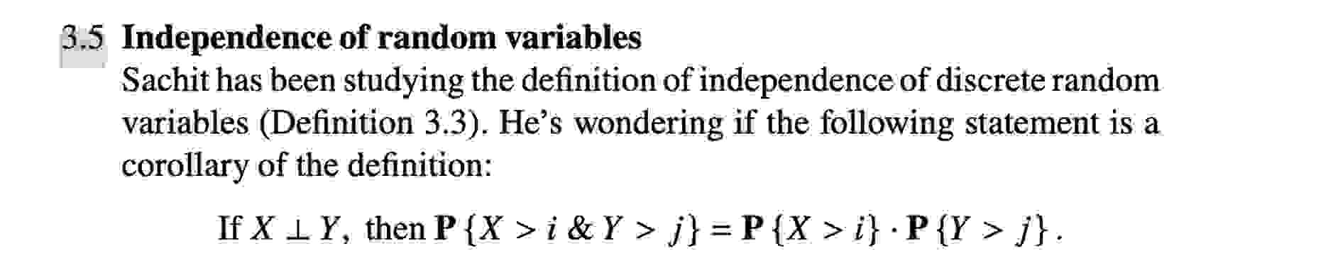 Solved 3.5 ﻿Independence of random variablesSachit has been | Chegg.com