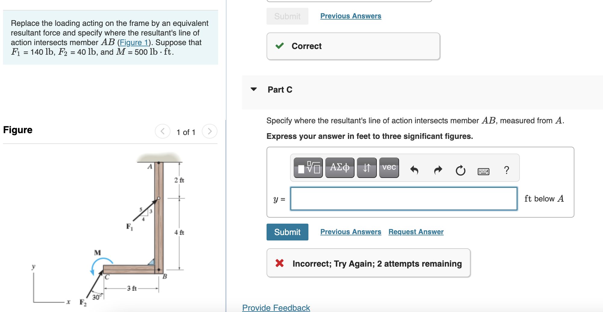 Solved Replace the loading acting on the frame by an | Chegg.com