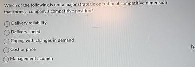 Solved Which of the following is not a major strategic | Chegg.com