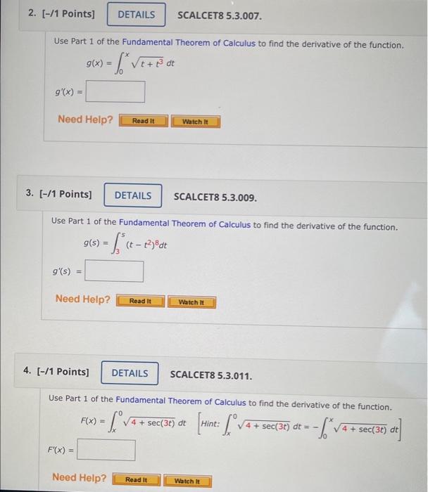 Solved 2. [-/1 Points] DETAILS SCALCET8 5.3.007. Use Part 1 | Chegg.com