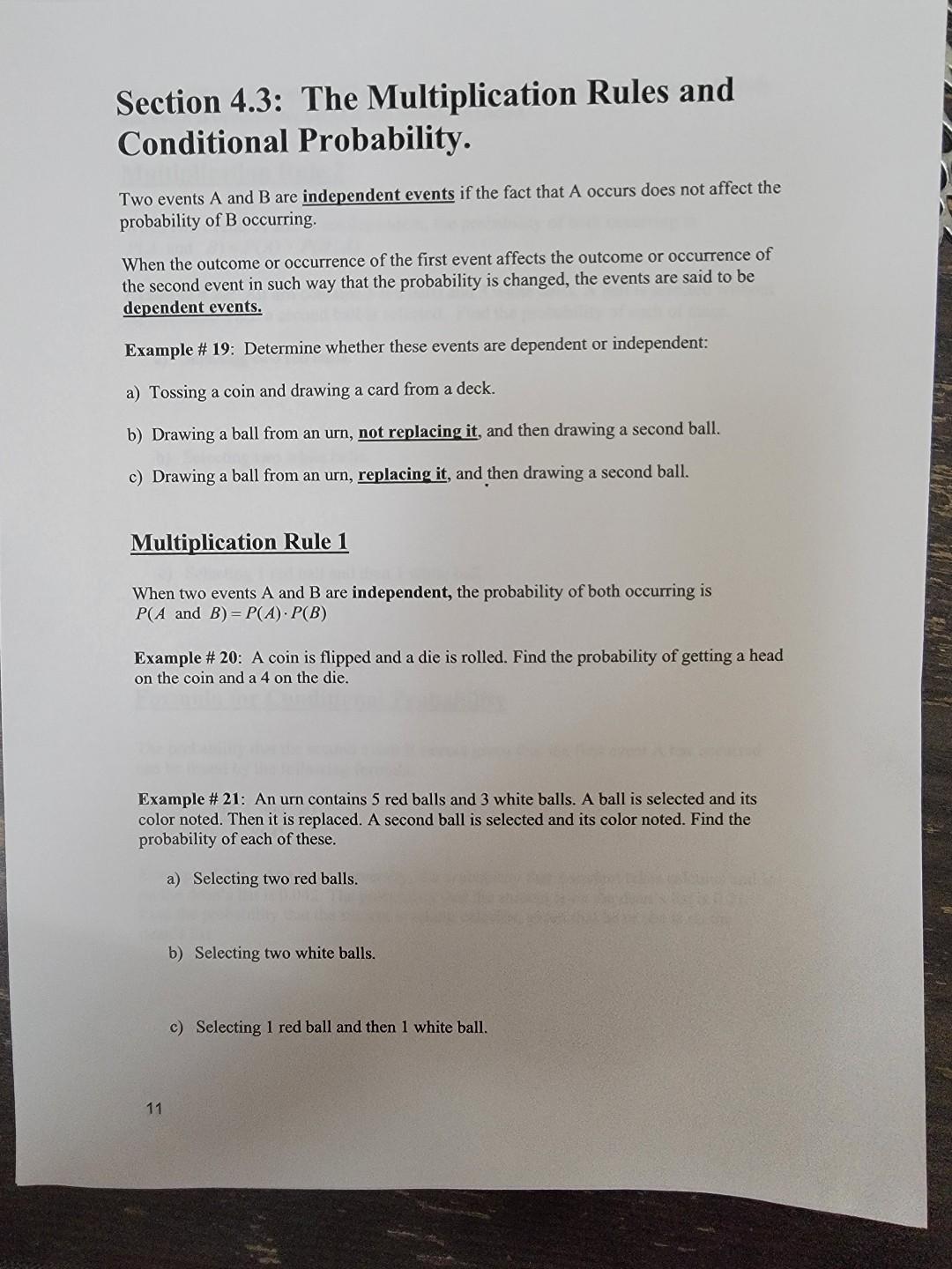 Solved Section 4.3: The Multiplication Rules and Conditional | Chegg.com