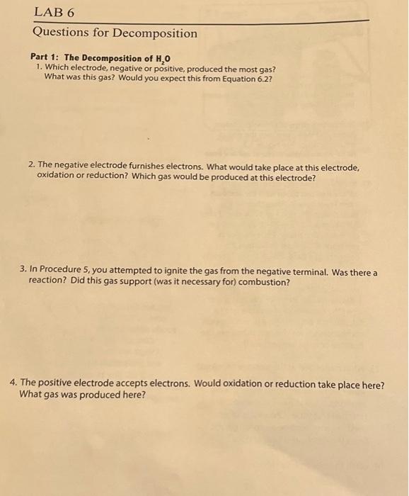 LAB 6 Questions for Decomposition Part 1: The | Chegg.com