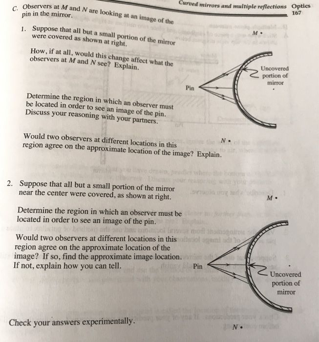 Solved LLECTIONS 1. Cylindrical mirrors Optics 165 A. A pin | Chegg.com