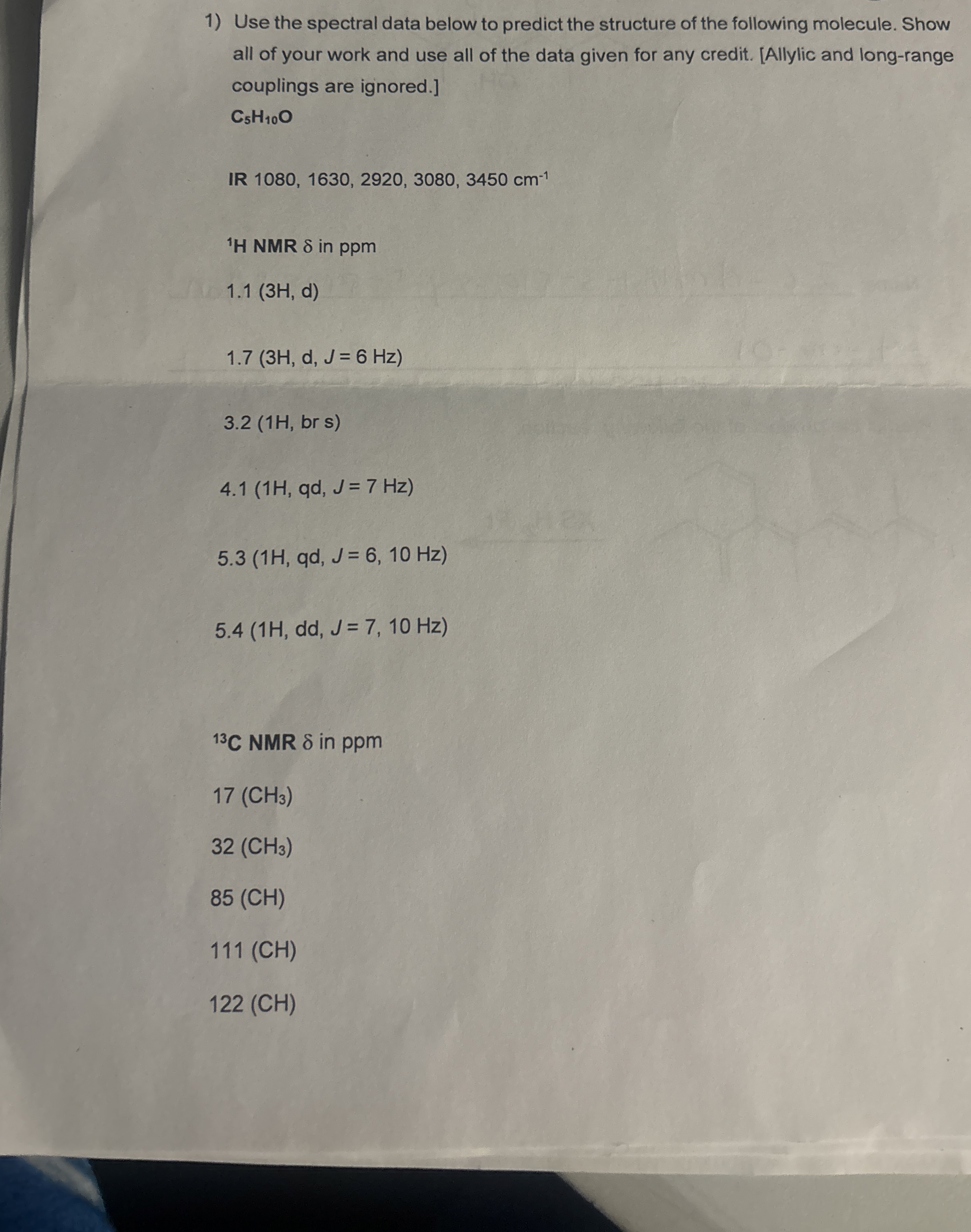 Solved Use the spectral data below to predict the structure | Chegg.com