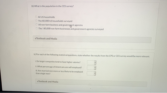 Solved Employment Surveys Employment statistics in the US | Chegg.com