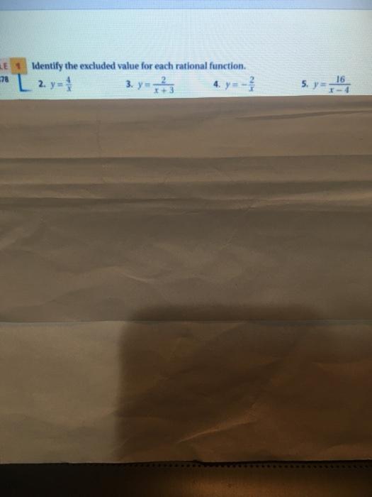 Solved LE 78 I 2. y - Identify the excluded value for each | Chegg.com
