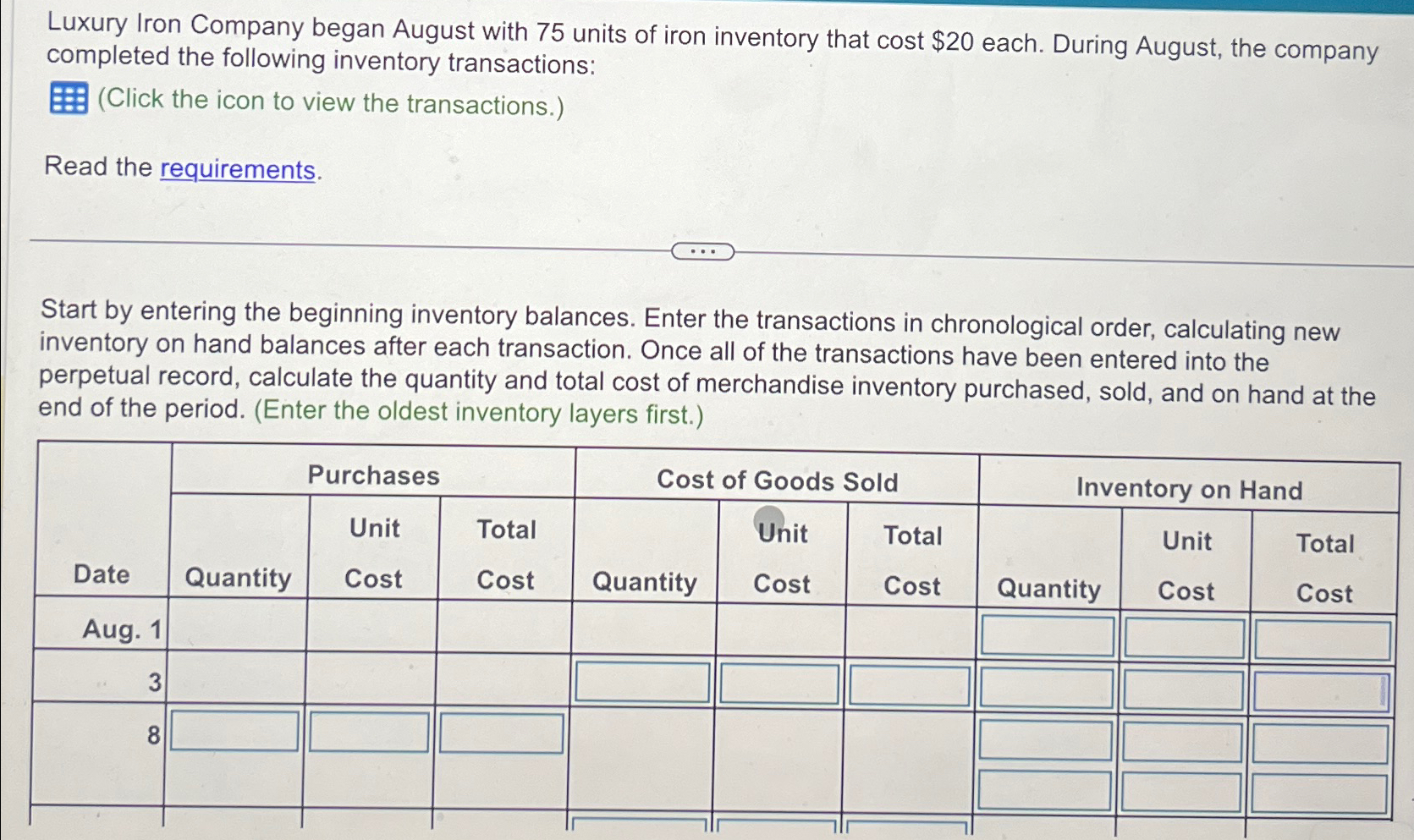 \table[[,,Units,Unit Cost,Unit Sales | Chegg.com