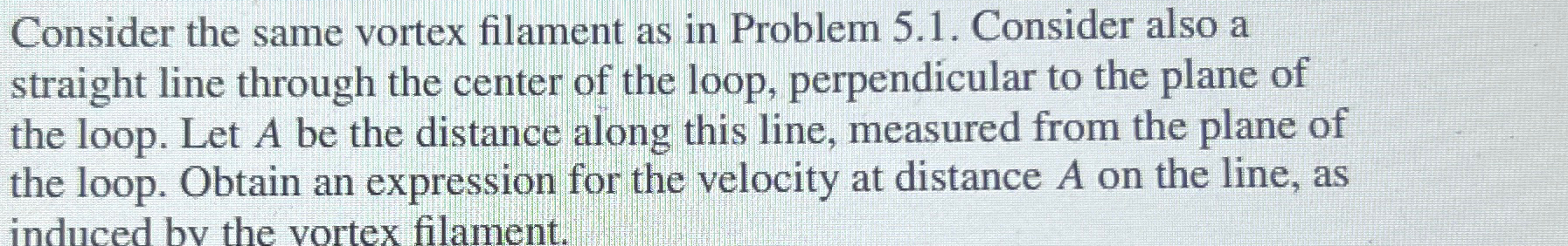 Solved Consider the same vortex filament as in Problem 5.1. | Chegg.com