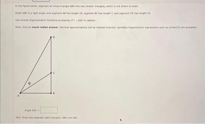 Solved In the figure below, segment AC stices triangle ABD | Chegg.com