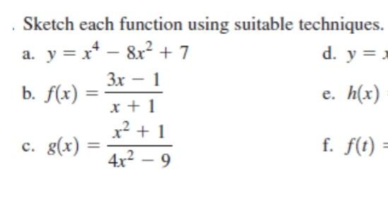 Solved Sketch each function using suitable techniques. a. | Chegg.com