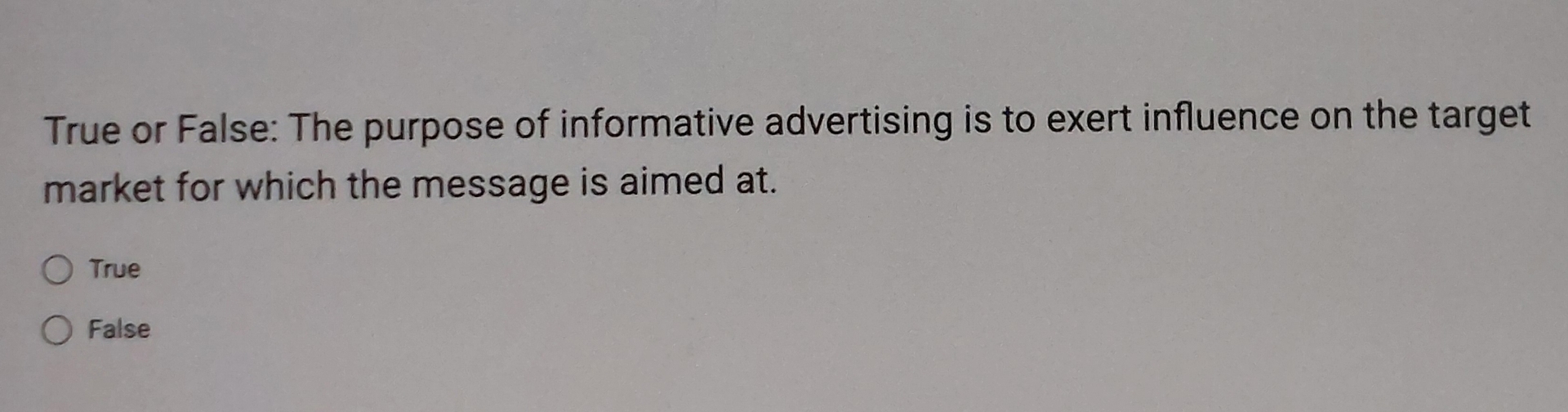 Solved True or False: The purpose of informative advertising | Chegg.com