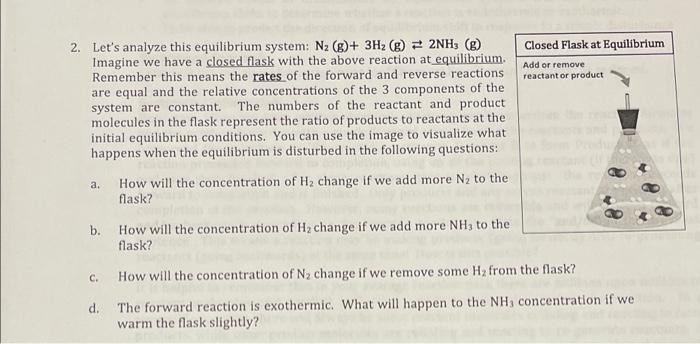 Solved Closed Flask at Equilibrium Add or remove reactant or | Chegg.com