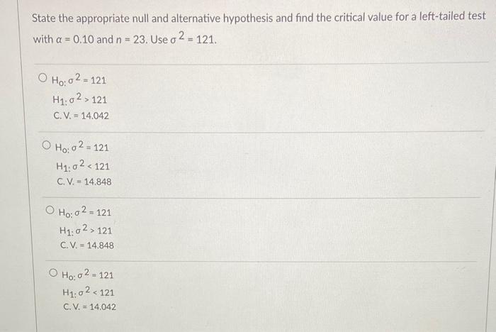 Solved State the appropriate null and alternative hypothesis | Chegg.com
