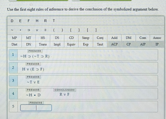 Solved Use the first eight rules of inference to derive the | Chegg.com