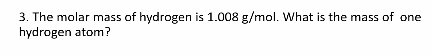 Solved The molar mass of hydrogen is 1.008gmol. ﻿What is the | Chegg.com