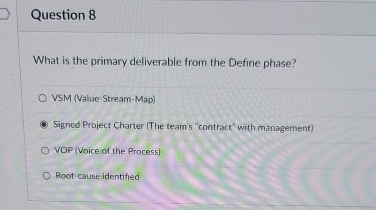 Solved Question 8What is the primary deliverable from the | Chegg.com