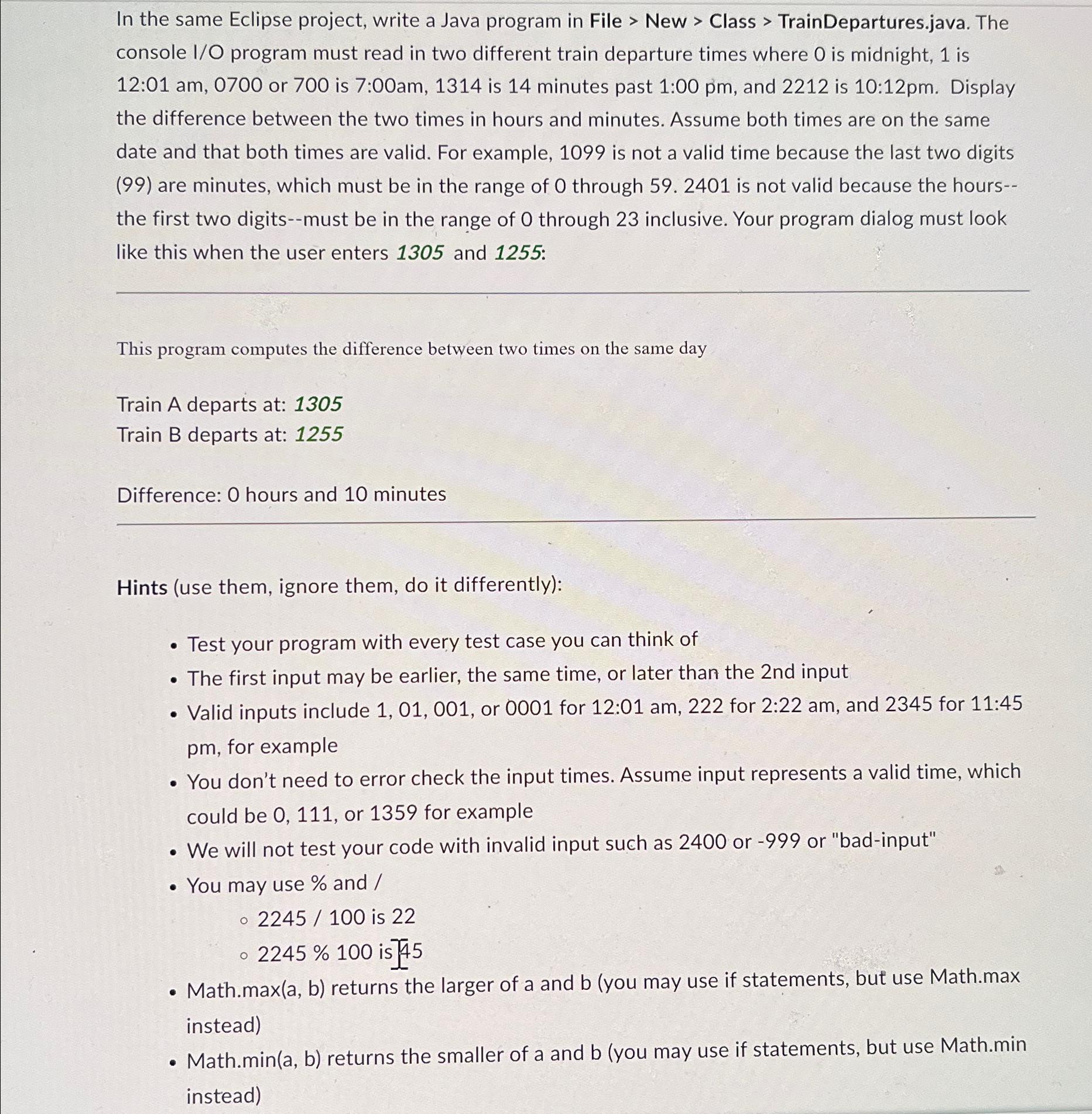 Solved In the same Eclipse project, write a Java program in | Chegg.com