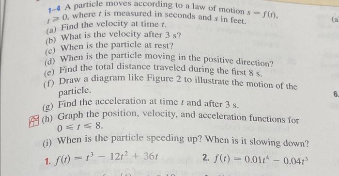 Solved 1-4 A particle moves according to a law of motion | Chegg.com