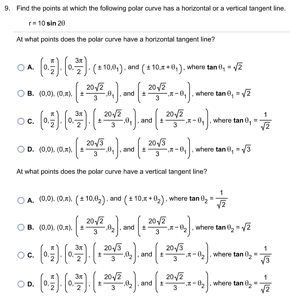 Solved Find the points at which the following polar curve | Chegg.com