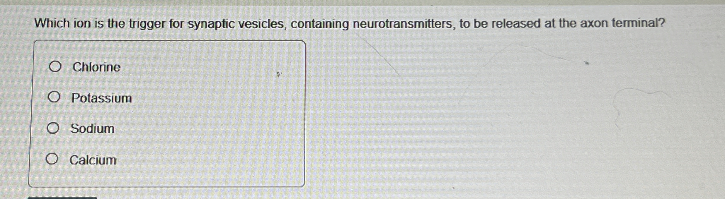 Solved Which ion is the trigger for synaptic vesicles, | Chegg.com
