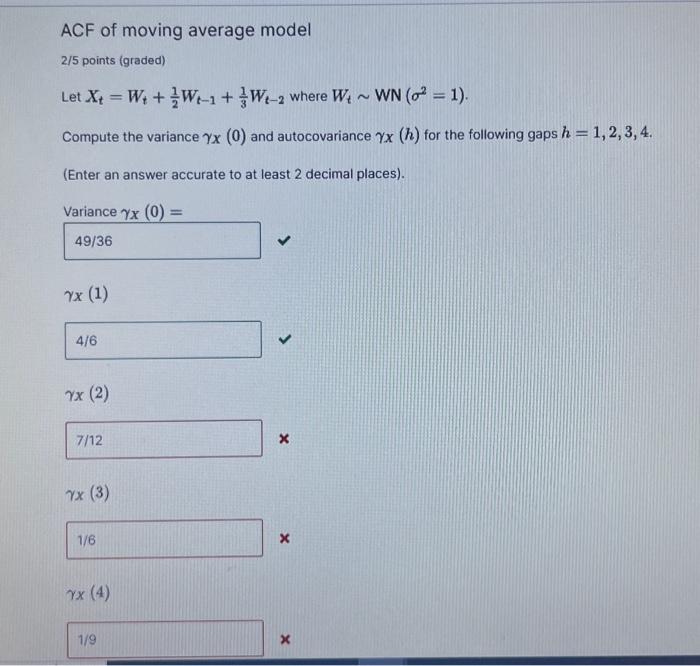 Solved aurocovariance function of moving average model 2/5 | Chegg.com