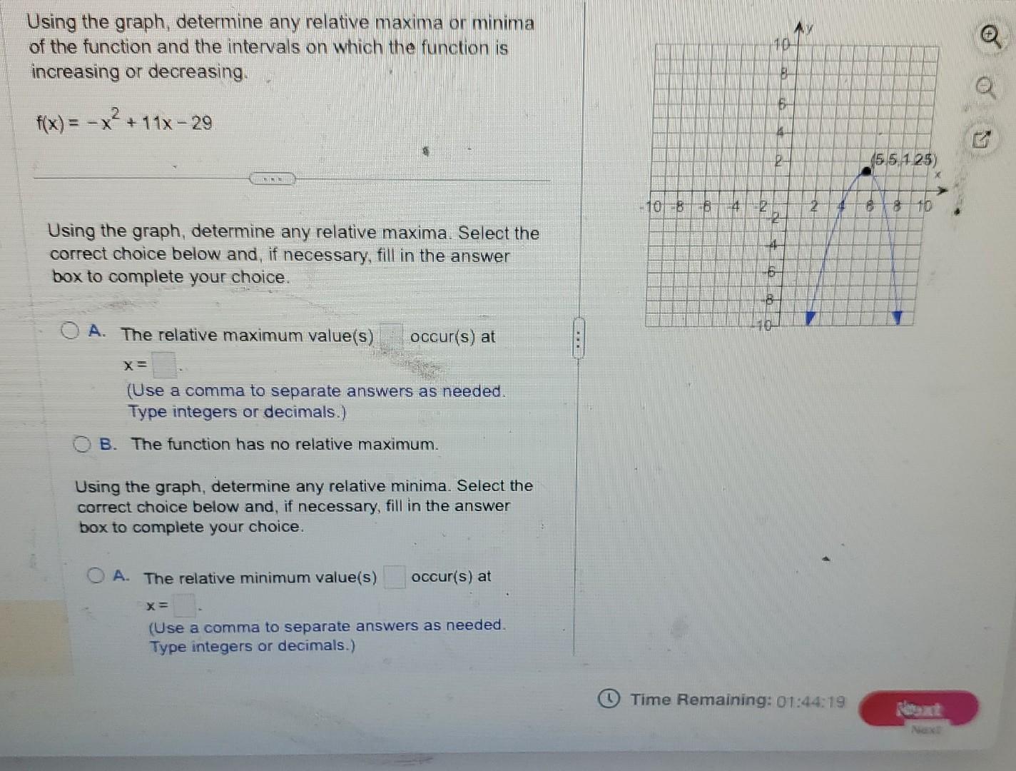 Solved Using the graph, determine any relative maxima or | Chegg.com