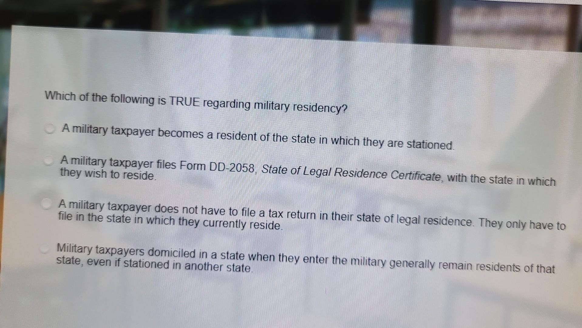 Solved Which of the following is TRUE regarding military | Chegg.com