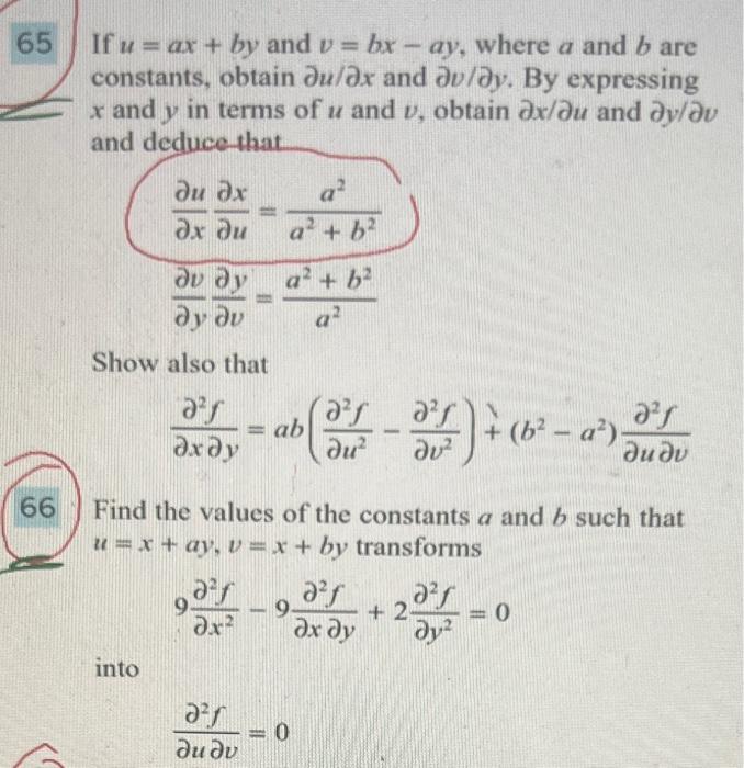 Solved If u=ax+by and v=bx−ay, where a and b are constants, | Chegg.com Solved If u=ax+by and v=bx−ay, where a and b are constants, | Chegg.com
