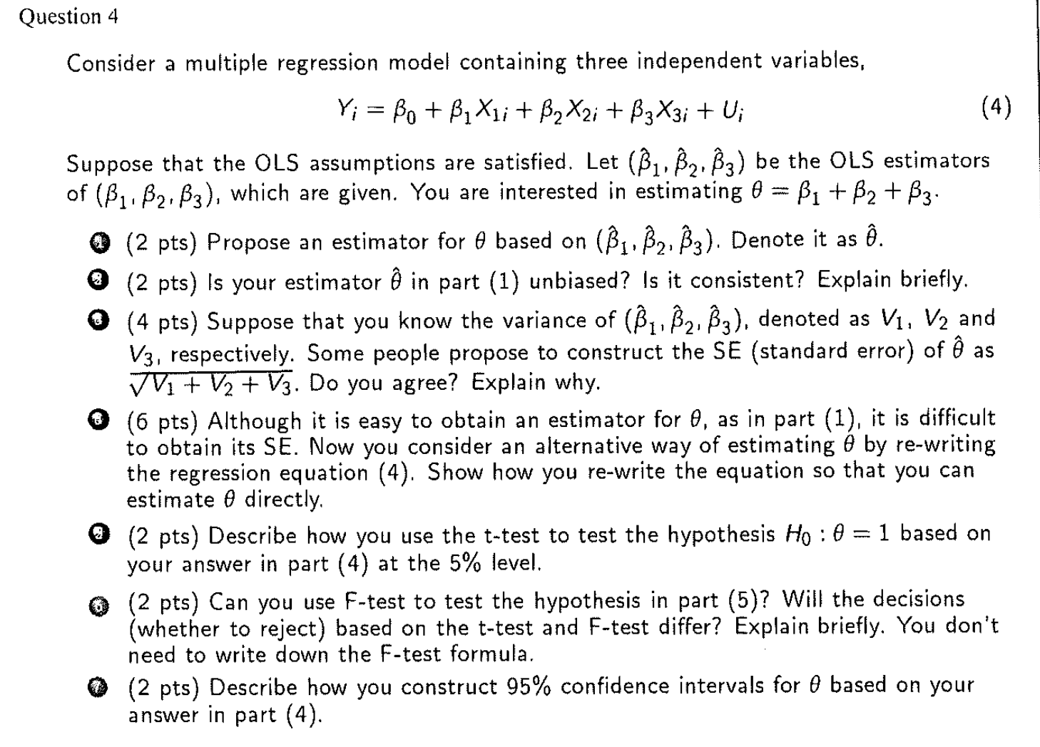 Solved Question 4Consider a multiple regression model | Chegg.com