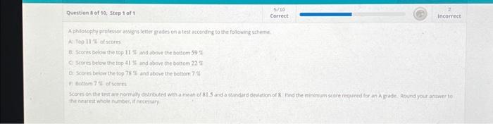 Solved Question 8 of 10, Step 1 of 1 5/10 Correct A | Chegg.com