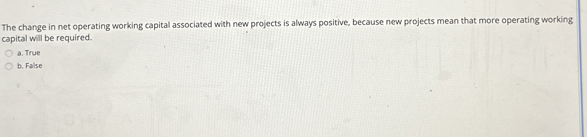 Solved The change in net operating working capital | Chegg.com